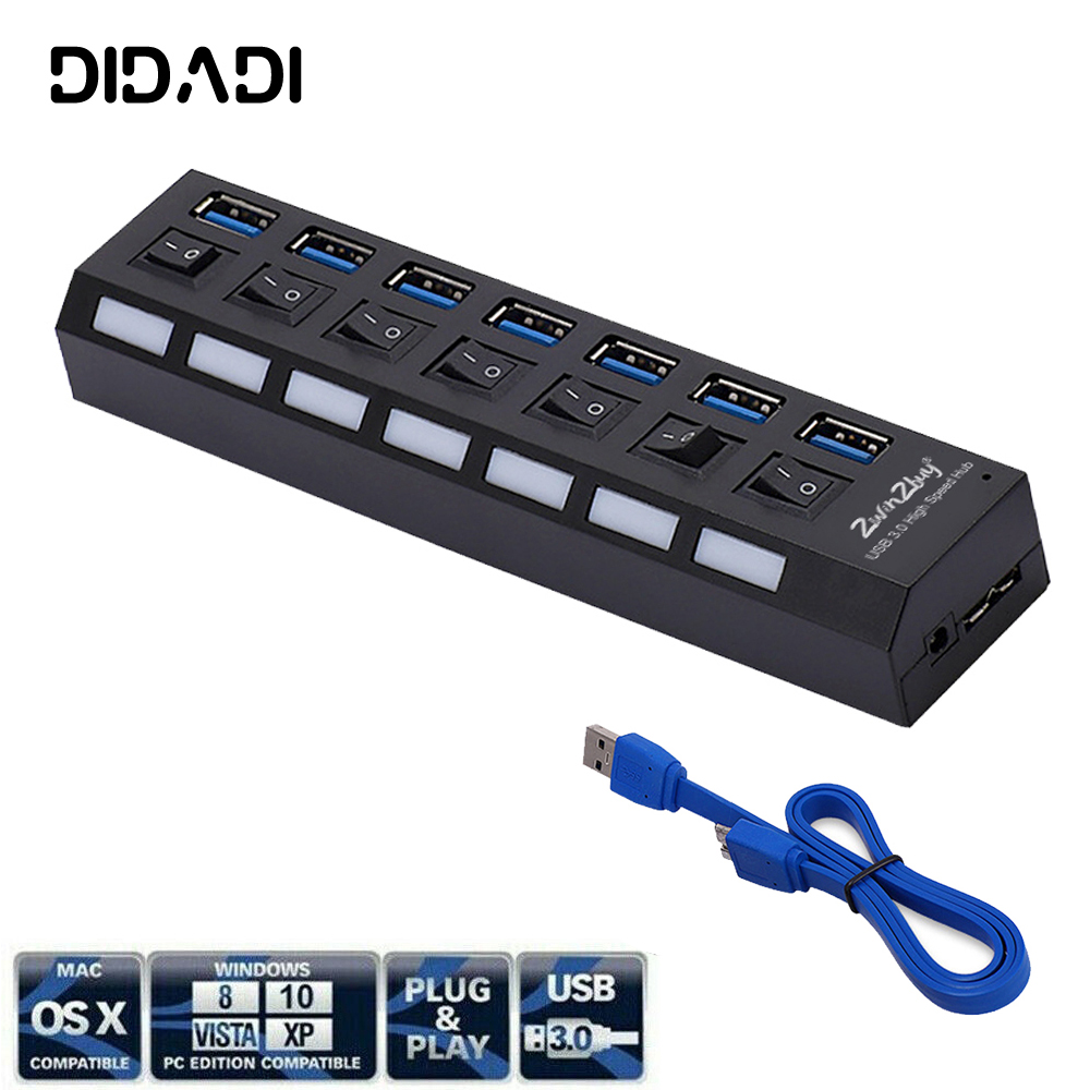 DIDADI USB Splitter, Multi Usb Port with 3.0 Hub &7 Port ,Independent ...