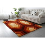 MDA Rugs Mateos Thick Polyester Shag Area Rug, Contemporary Design, Red ...
