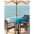 Abstract Fluid Art Square Outdoor Tablecloth with Umbrella Hole Blue ...