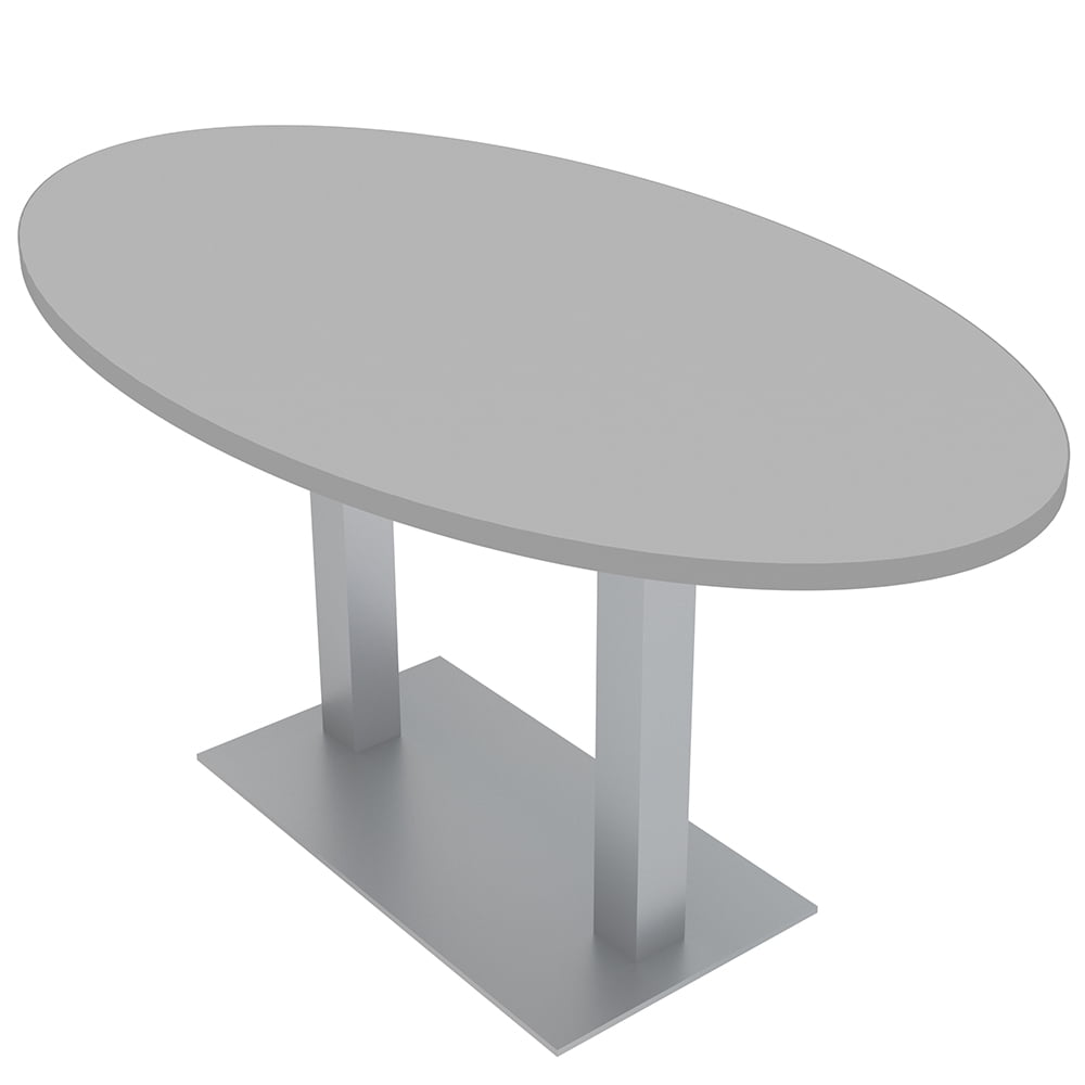 4 Person Oval Conference Room Table Square Metal Base 3X5 Power Unit ...