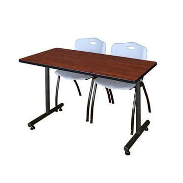 Regency Kee 72" x 24" Training Table, Cherry/Black and 2 Zeng Stack Chairs, Multiple Colors ...