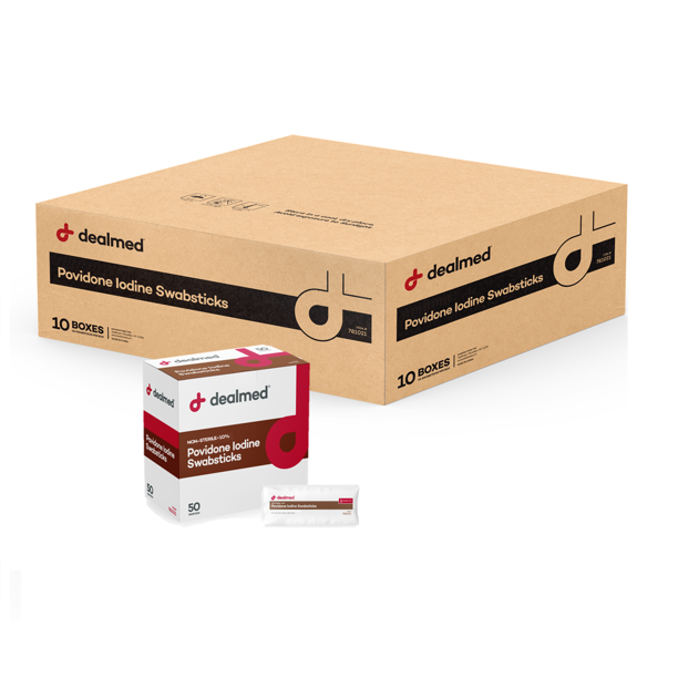 Dealmed Povidone Iodine 10% Swabsticks - Individually Sealed Packets ...