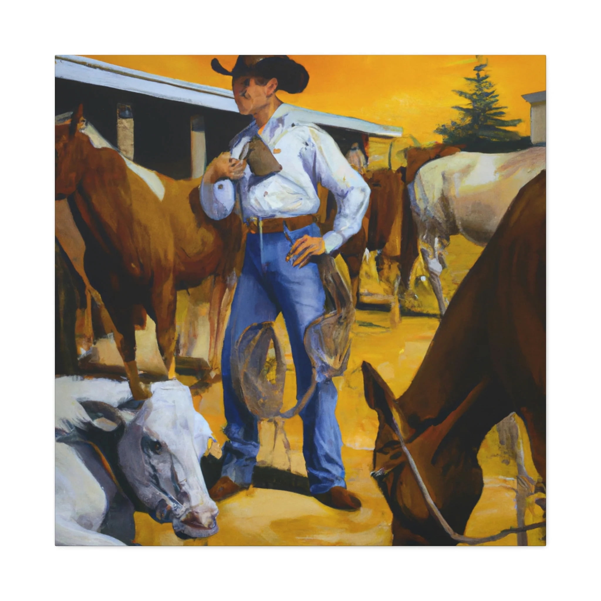 Barnyard Neoclassical Scene - Canvas - Walmart.com