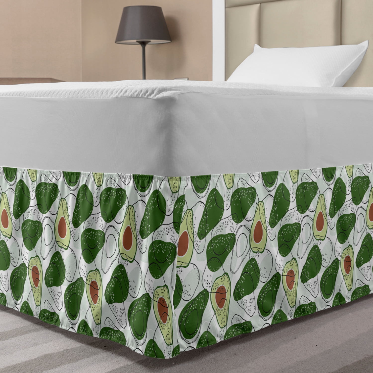 Avocado Bed Skirt, Assortment of Exotic Fruit Illustration Sketched ...