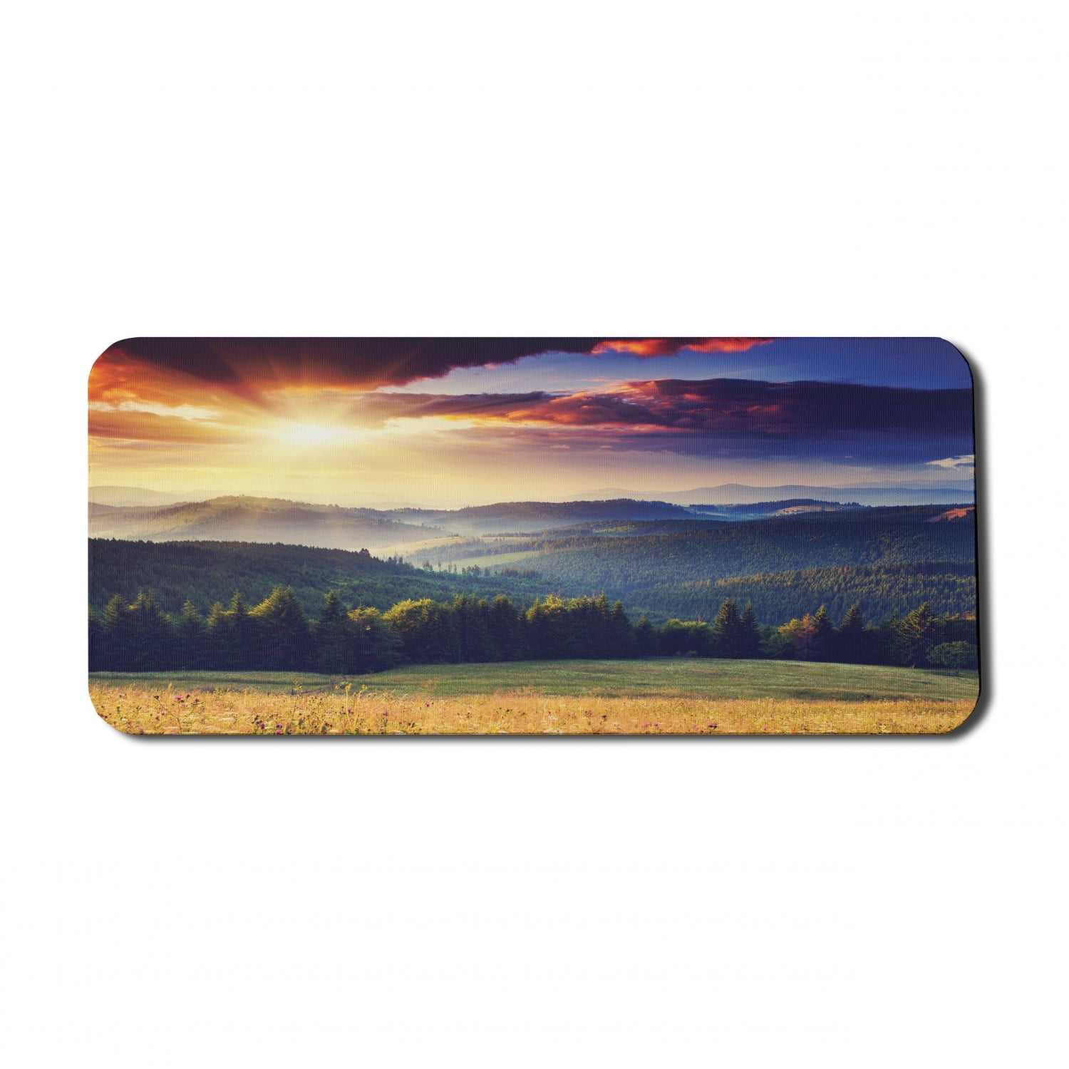 Landscape Computer Mouse Pad, Panoramic Photo of Breathtaking Sunset ...