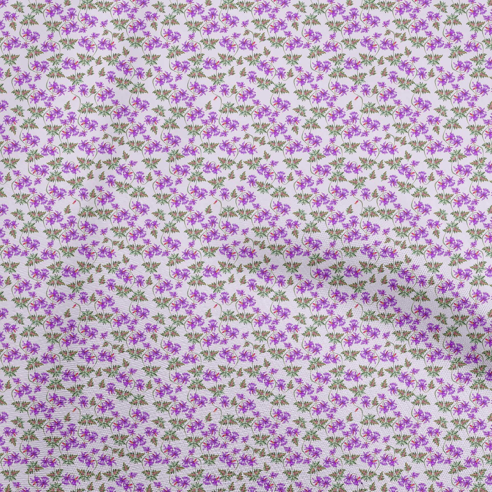 oneOone Viscose Jersey Light Violet Fabric Floral Sewing Material Print ...