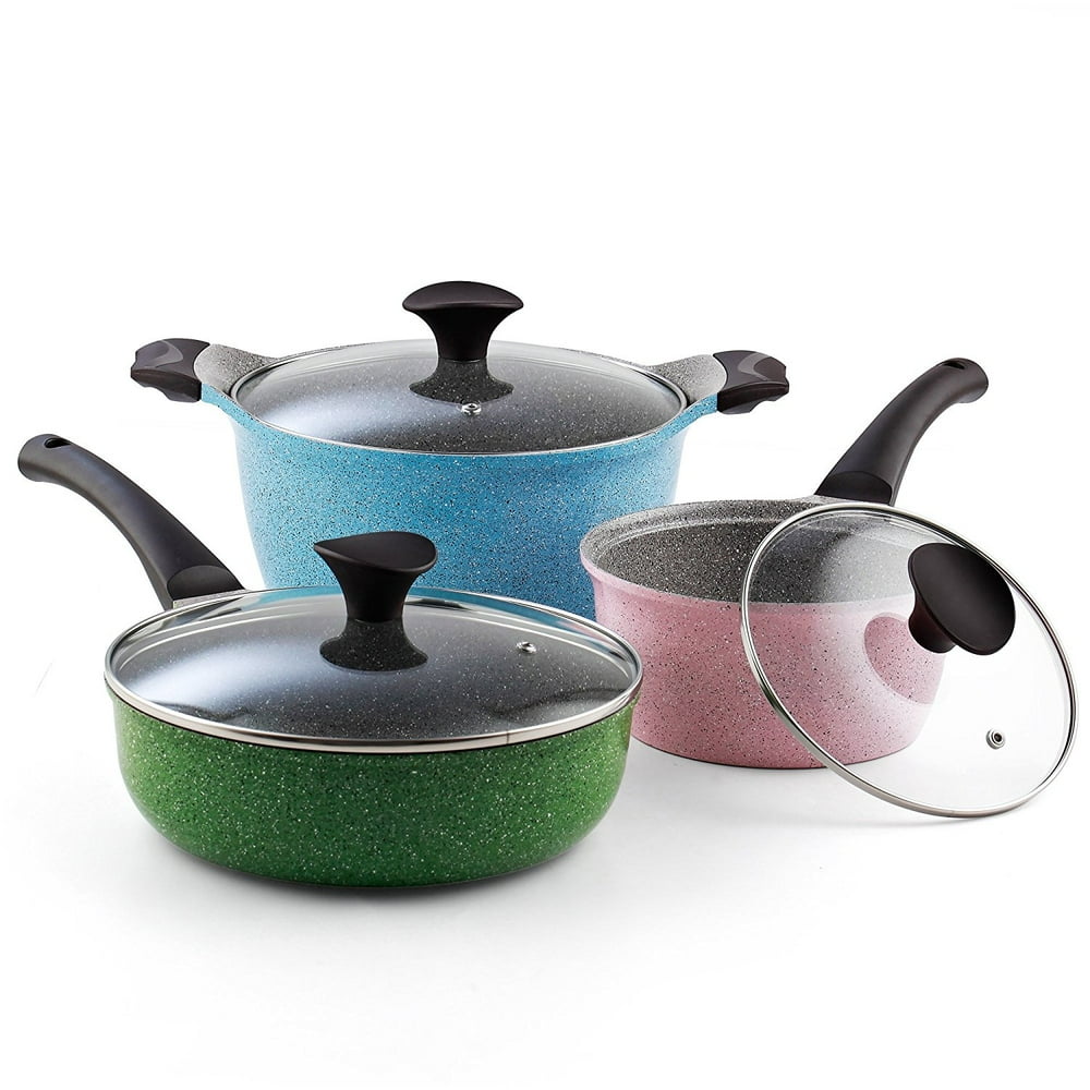 Cook N Home 6-Piece Nonstick Ceramic Coating Cookware Set, Multicolor ...
