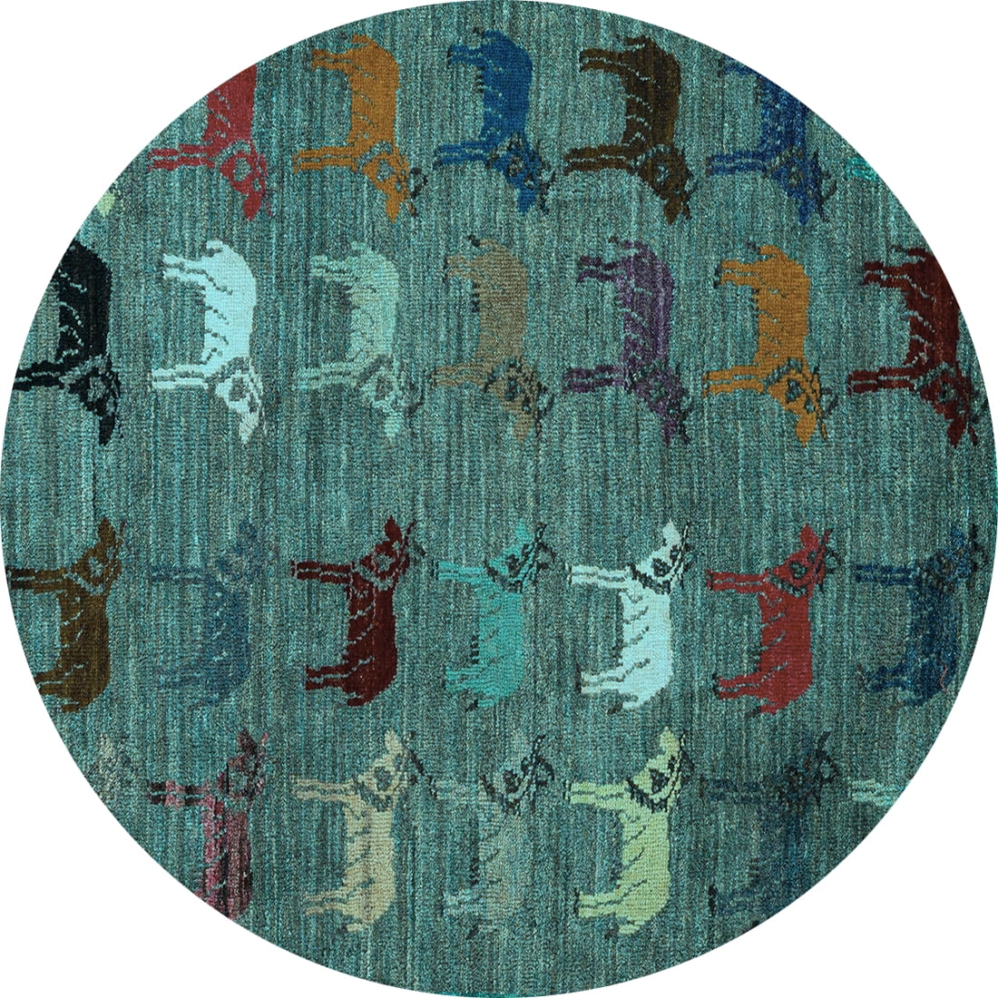 Ahgly Company Indoor Round Abstract Light Blue Modern Area Rugs, 8 ...