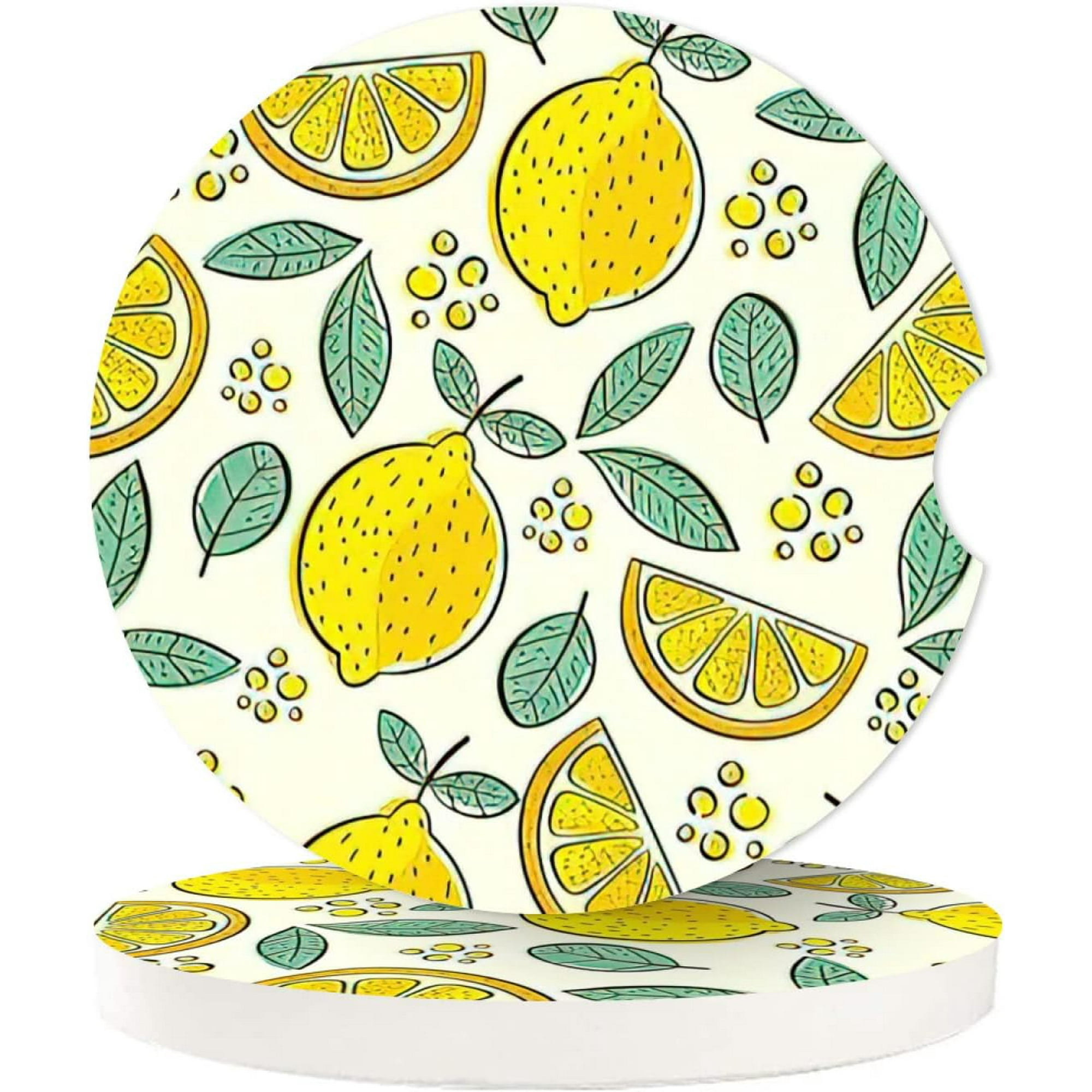 Click here for Speksee Lemon Print Ceramic Car Interior Coasters... prices