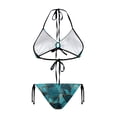 chaqlin Teal Gold Marble Halter Triangle Bikini Set - Sexy Tie Side Two ...
