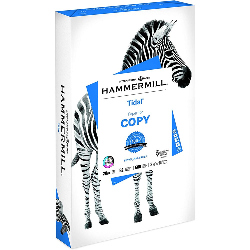 Hammermill Paper, Tidal Printer Paper, 8.5 x 14 Paper, Legal Size, 20lb ...