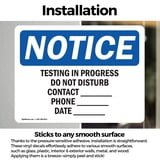 (2 Pack) Testing In Progress Do Not Disturb Contact OSHA Notice Sign ...