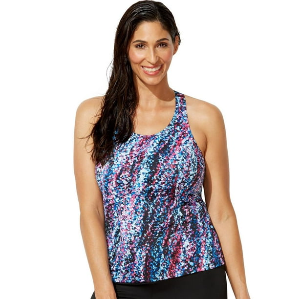 Swimsuits For All Women's Plus Size Chlorine Resistant H-Back Tankini ...