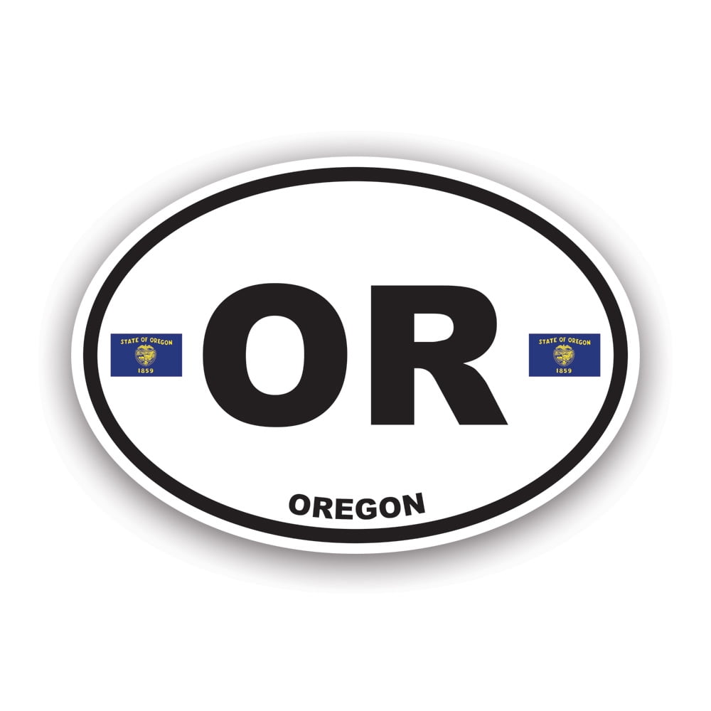Oregon Flag Oval Sticker Decal - Self Adhesive Vinyl - Weatherproof ...
