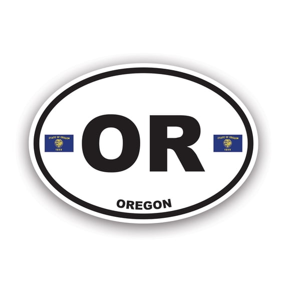 Oregon Flag Oval Sticker Decal - Self Adhesive Vinyl - Weatherproof ...