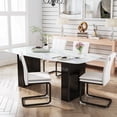 LHYY Modern Rectangular Tempered Glass Dining Table,Marble-Patterned ...