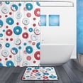 Bath Curtain & 66x72in Non-Slip Bath Mat Set 12-Grommet Shower Curtain ...