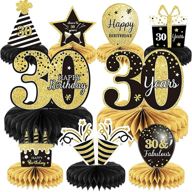 9 Pieces 30th Birthday Decoration 30th Birthday Honeycomb Centerpieces ...