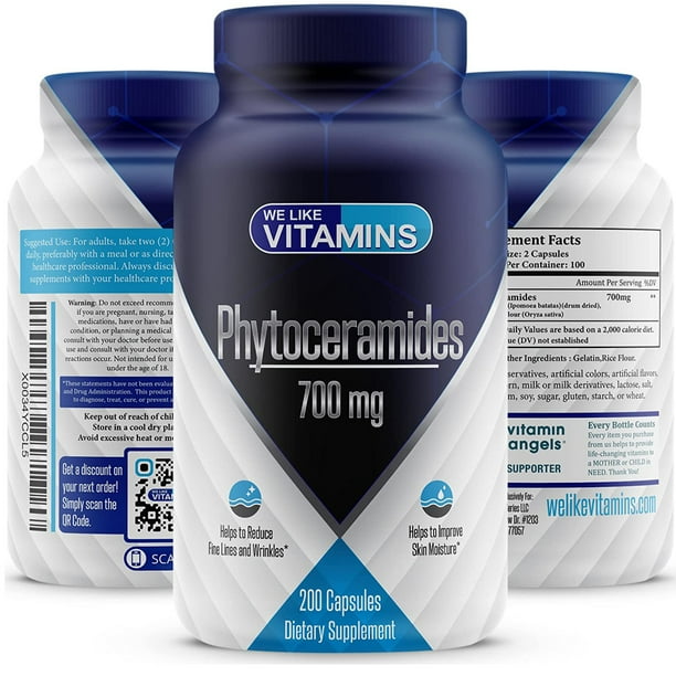 We Like Vitamins Phytoceramides Supplement Anti Aging Skincare Hydration 200 Capsules - Walmart.com