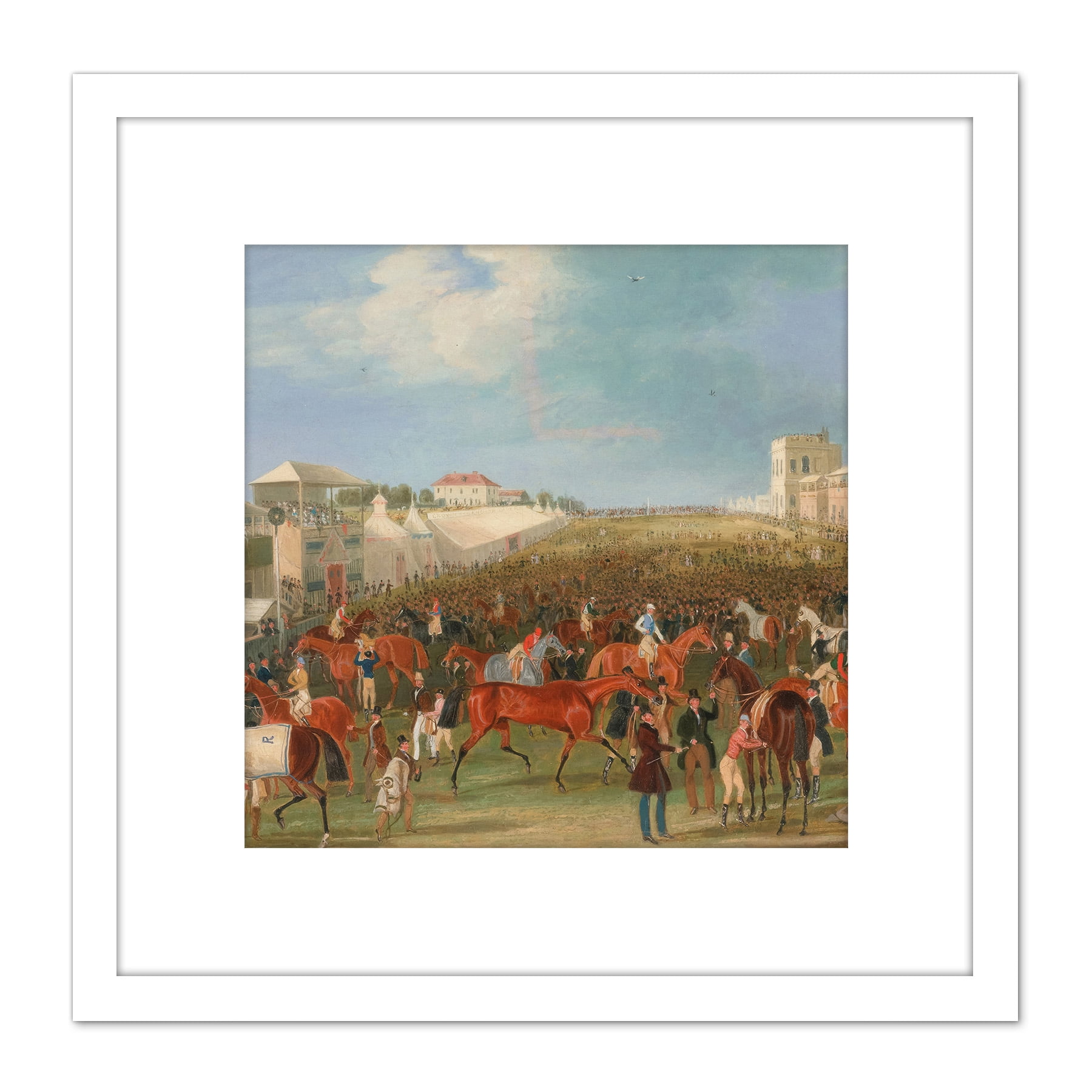 Pollard Epsom Races The Race Over Painting 8X8 Inch Square Wooden ...