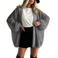 Asgosdo Women Chiffon Cardigan Long Bell Sleeve Solid Color Loose Fit ...