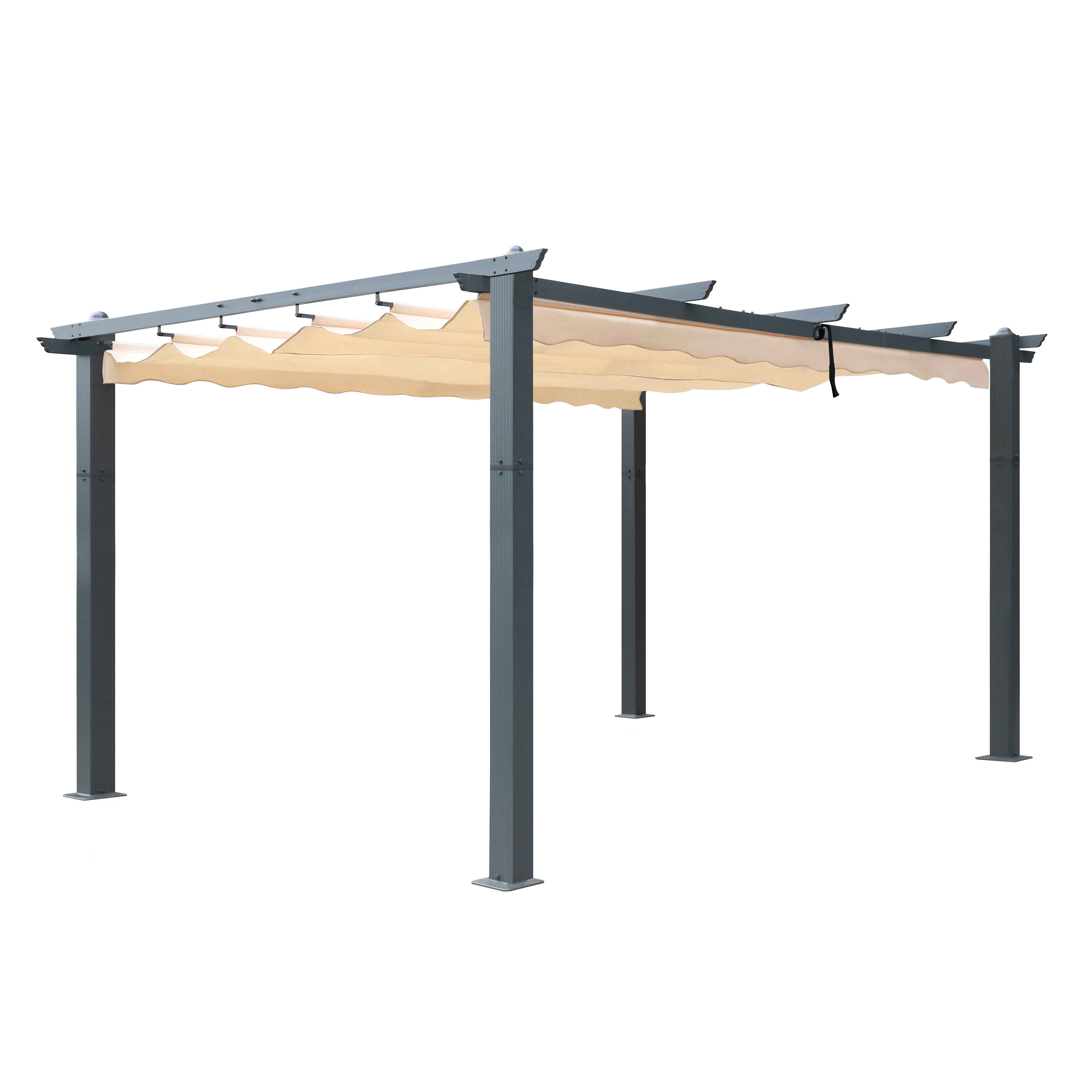 VEIKOUS 13' x 10' Pergola Aluminum Gazebo w/Retractable Canopy for ...