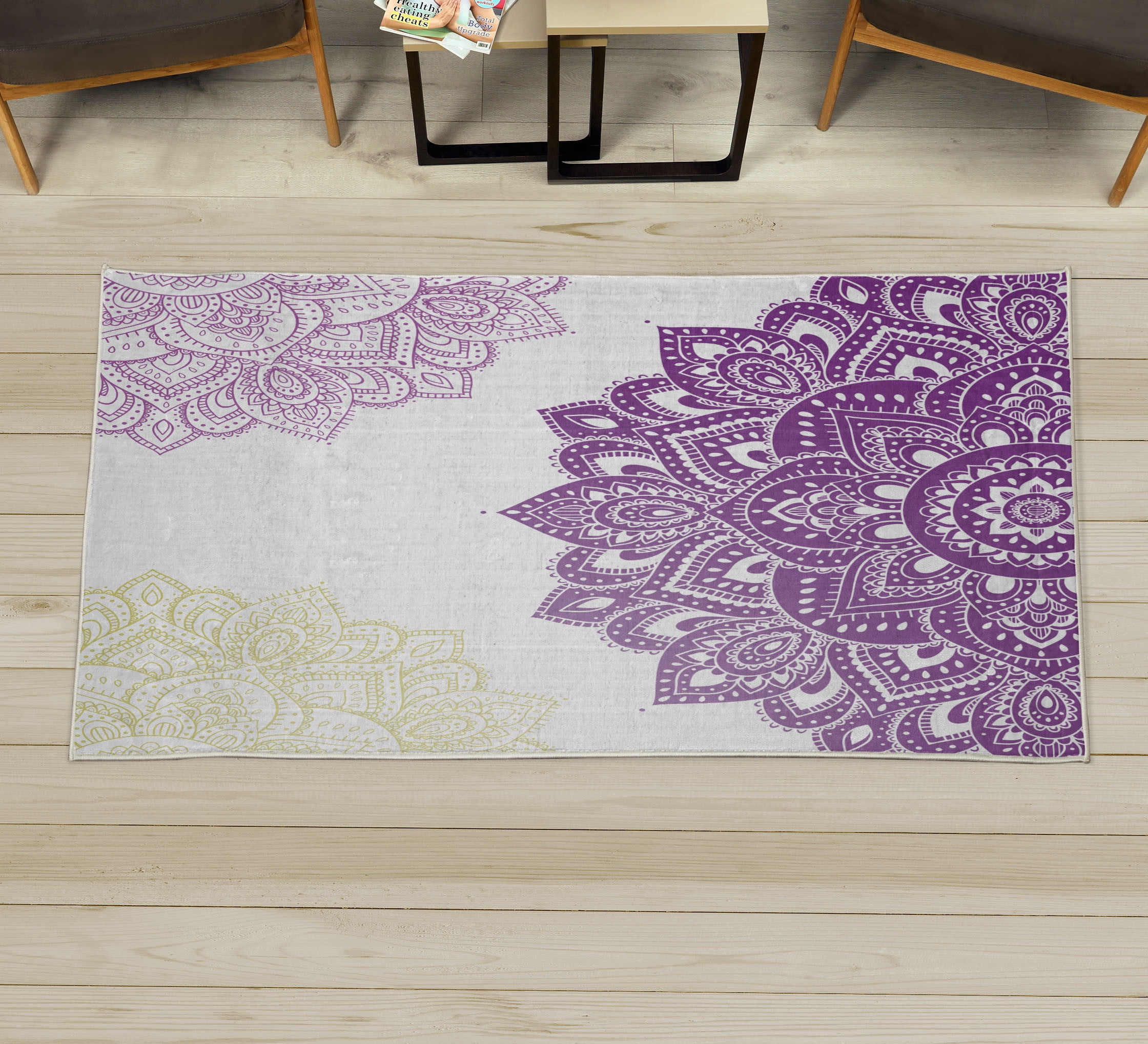 Flora Decorative Rug, South Mandala Design Vibrant Color Ornamental ...