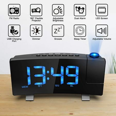 Dinohhi Projection Ceiling Radio Alarm Clock, Ceiling Projector Alarm ...