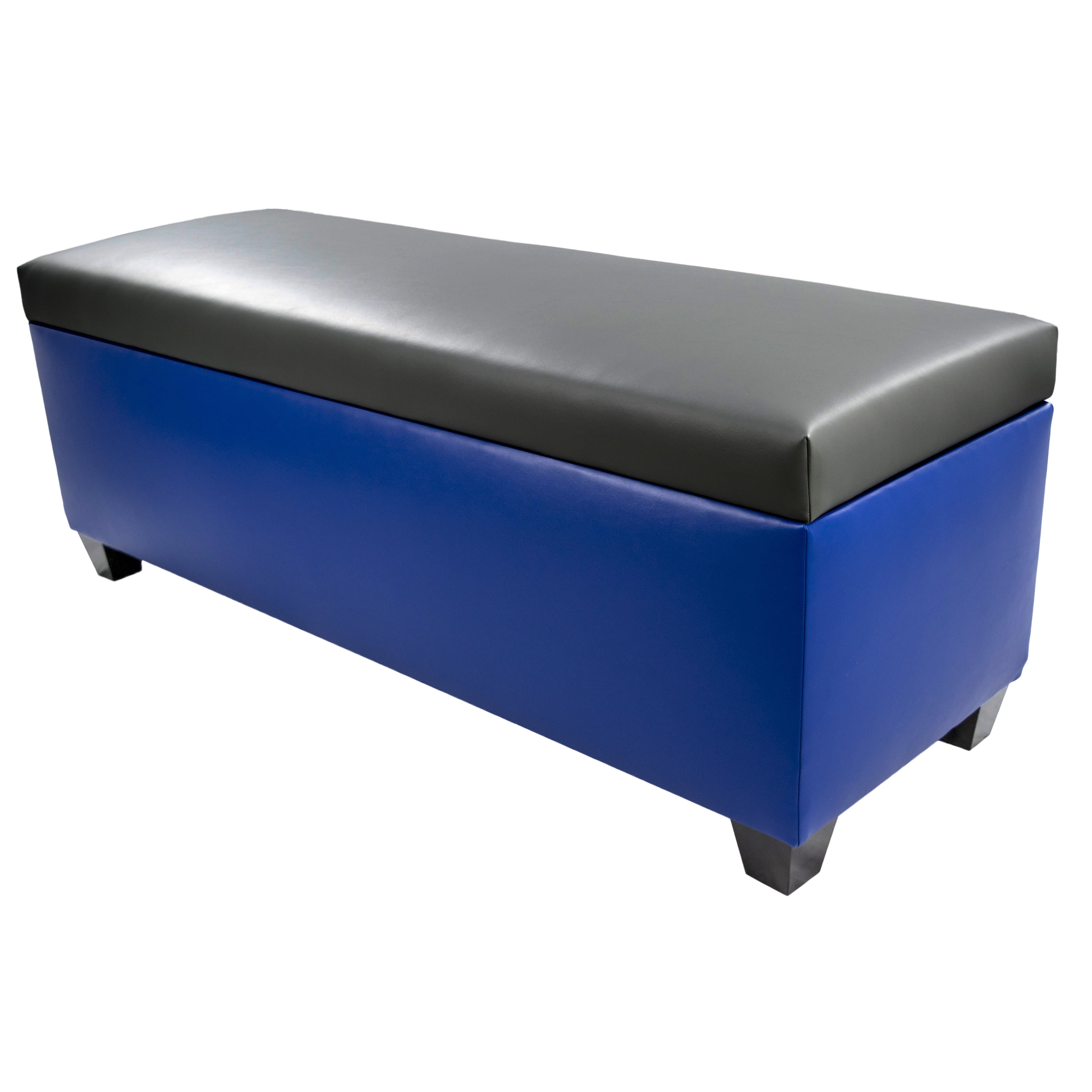 The Sole Secret Blue Vinyl Retro Shoe Storage Bench/Ottoman Dark Grey ...