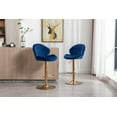 Dayalane Set of 2 Swivel Bar Stools, Adjustable, Velvet Upholstered ...