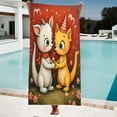 Adorable Cartoon Animals Beach Towel - White Unicorn & Yellow Party Hat ...