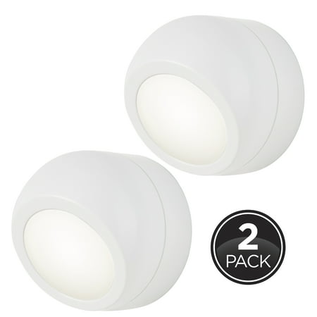 GE White Rotating LED Night Light, 2 Pack, Plug-in, 360° Directional ...