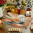 7 Piece Linen Table Runner and Placemats Set, Mosaic Sunrise Mountain ...