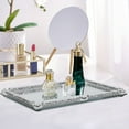 "Large Decorative Glass Crystal Vanity Tray, 12"" x 8"" Mirrored Serving Tray for Wedding ...