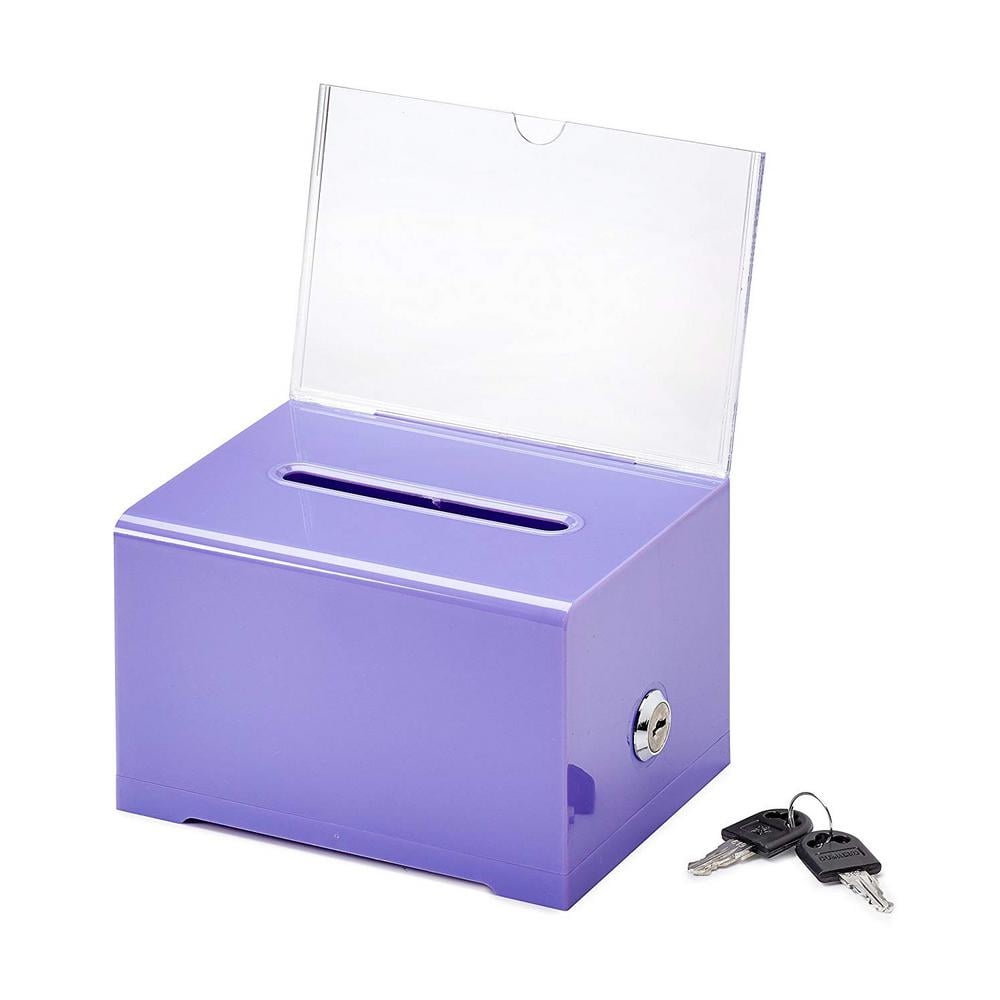 AdirOffice Acrylic Locking Suggestion Box, Purple - Walmart.com