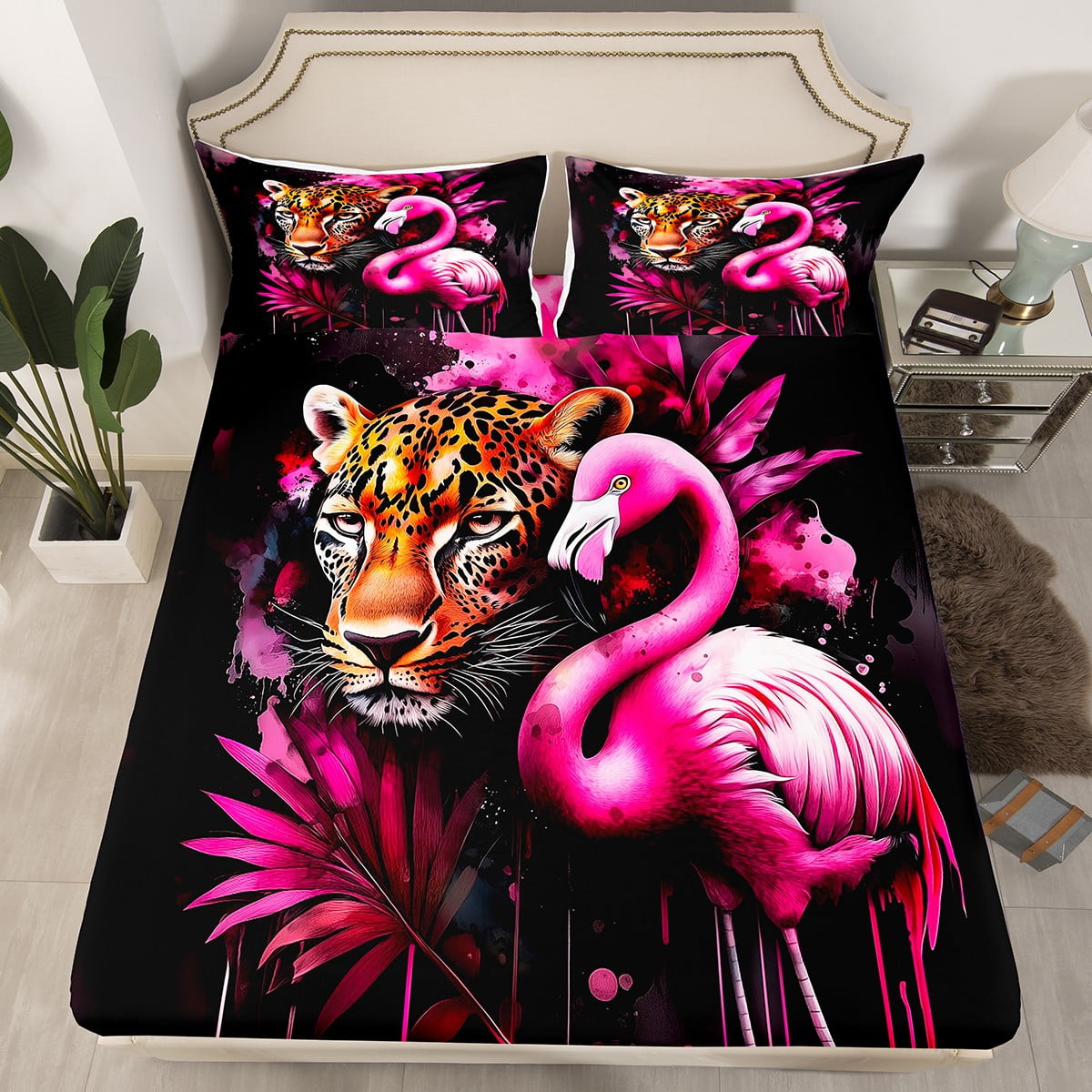Click here for Erosebridal Flamingo Cheetah Fitted Sheet Twin Siz... prices