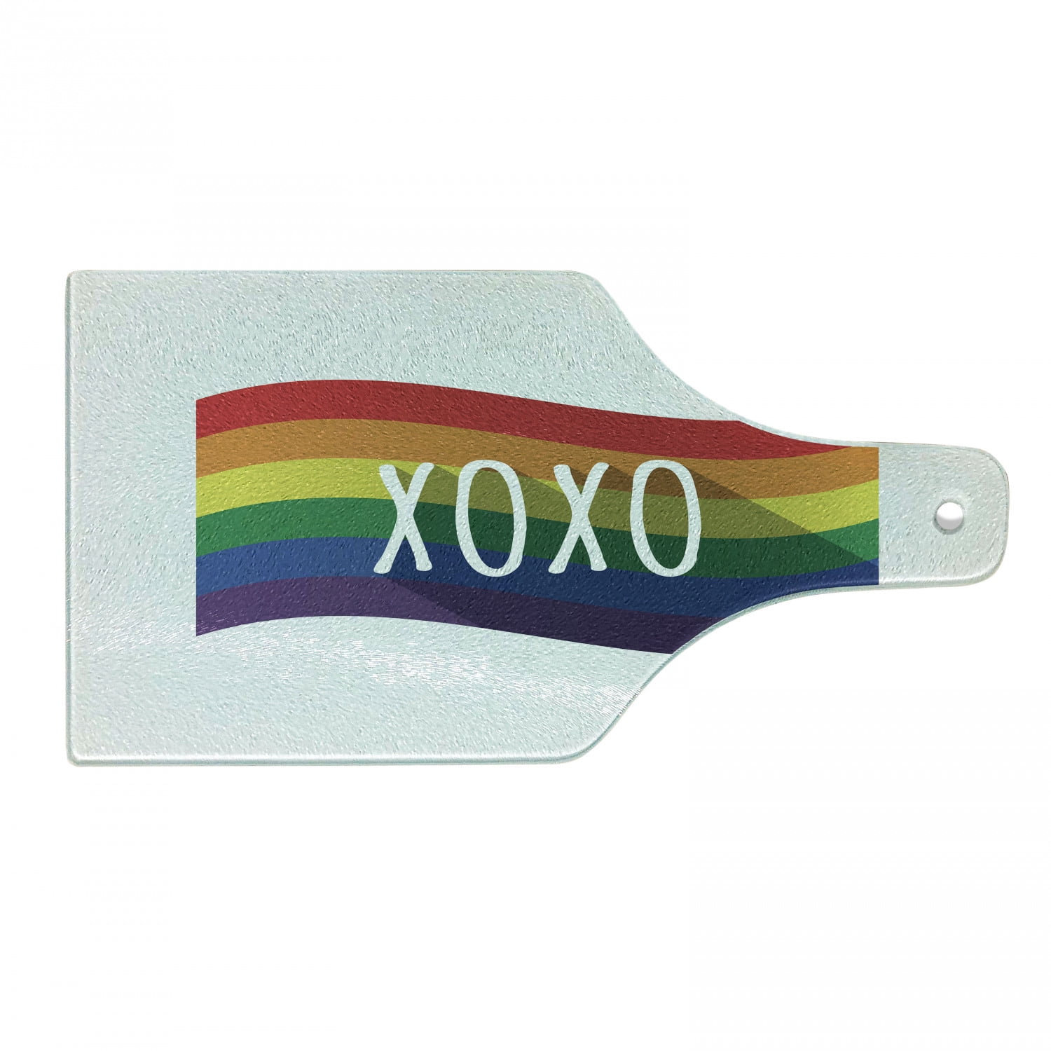 XOXO Cutting Board, Simplistic Waving Rainbow Flag with XOXO Acronym ...