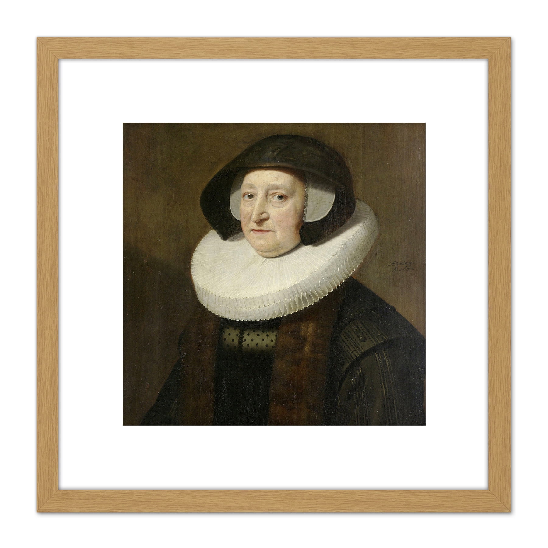Van Mierevelt Portrait Maria Petitpas Painting 8X8 Inch Square Wooden ...