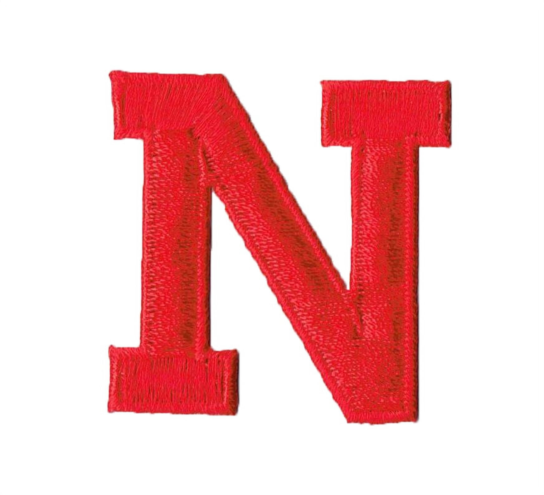 Alphabet Letter - N - Color Red - 2" Block Style - Iron On Embroidered ...