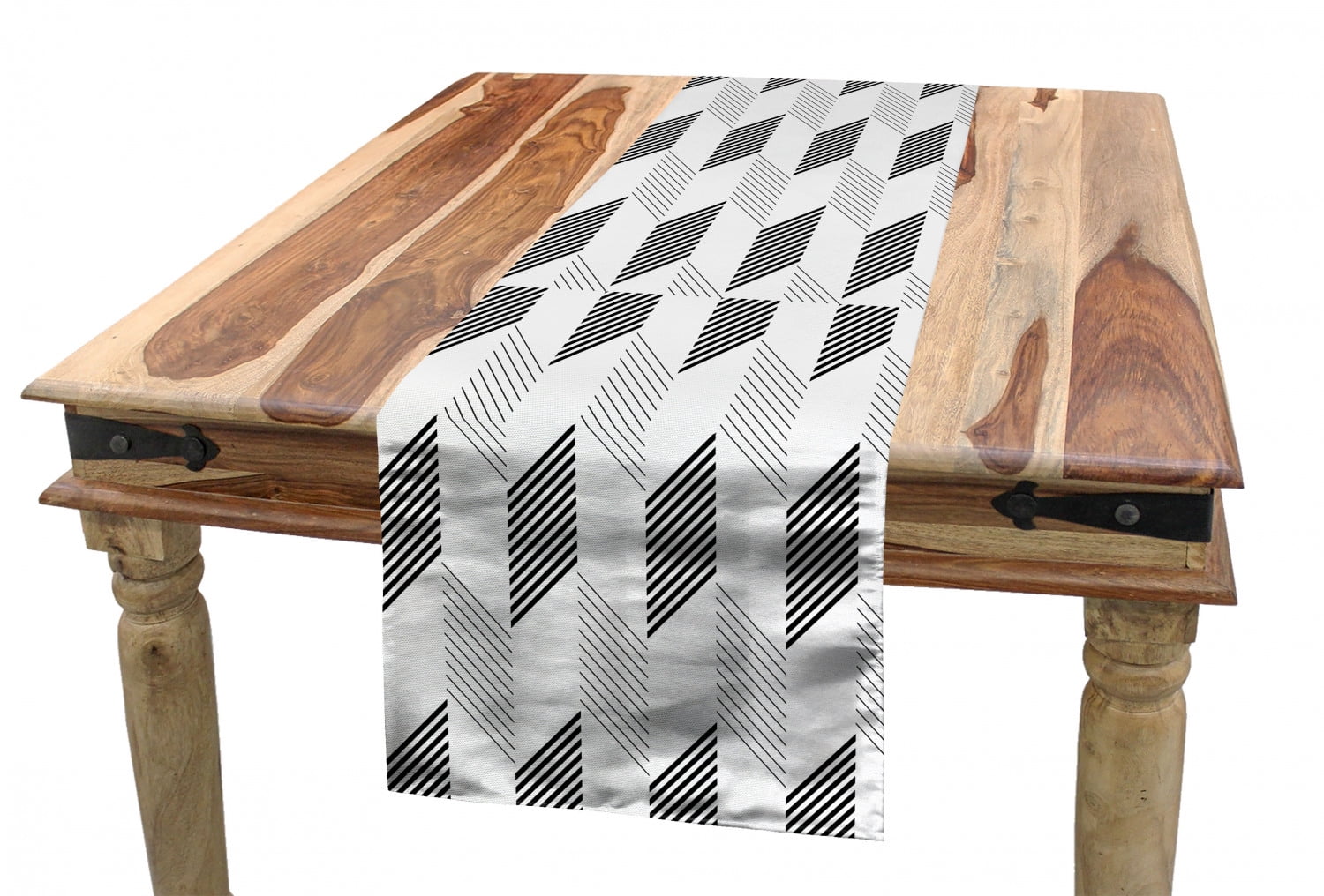 Geometric Table Runner, Zig Zag Herrigbone Pattern Vertical Diagonal ...