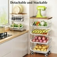 Fruit Basket for Kitchen with Wood Top 5 Tier, Stackable Fruit and ...