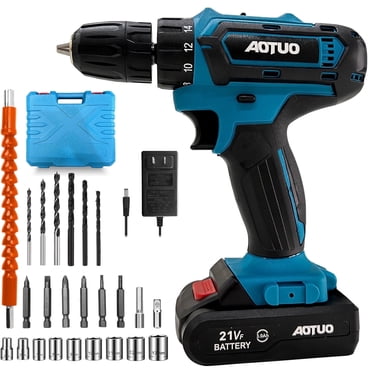 20V Cordless Drill Set with Lithium-Ion Battery, Charger, 2 Speed, LED ...