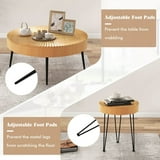 Resenkos 2 Set of Wooden Coffee Table with Metal Legs and Adjustable ...