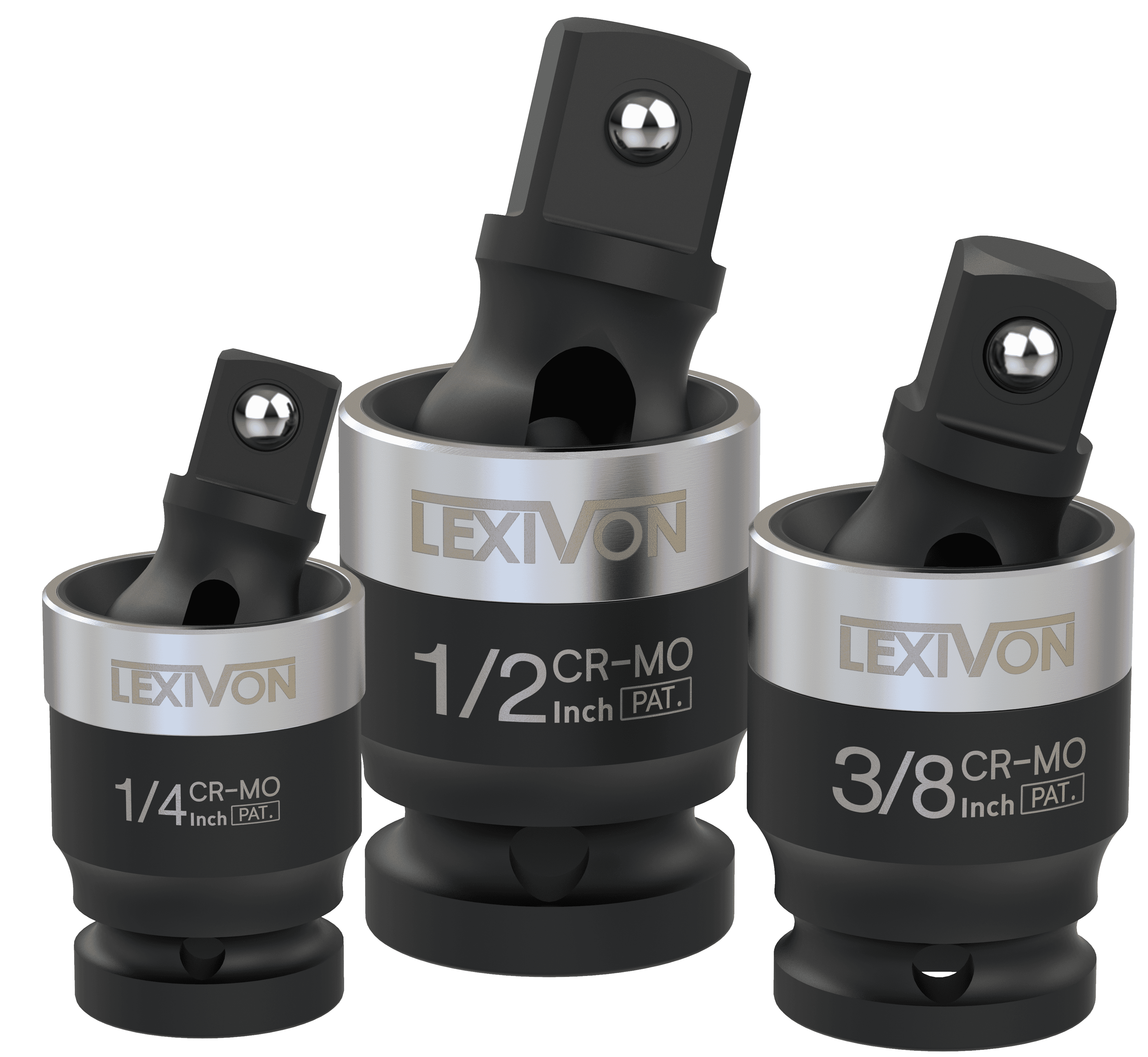 LEXIVON Impact Universal Joint Patented SLIM Design 3 Piece 1 2 3