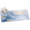 Abstract Marble Texture Gold Blue Rectangle Rug 2'x6' Stone Art ...