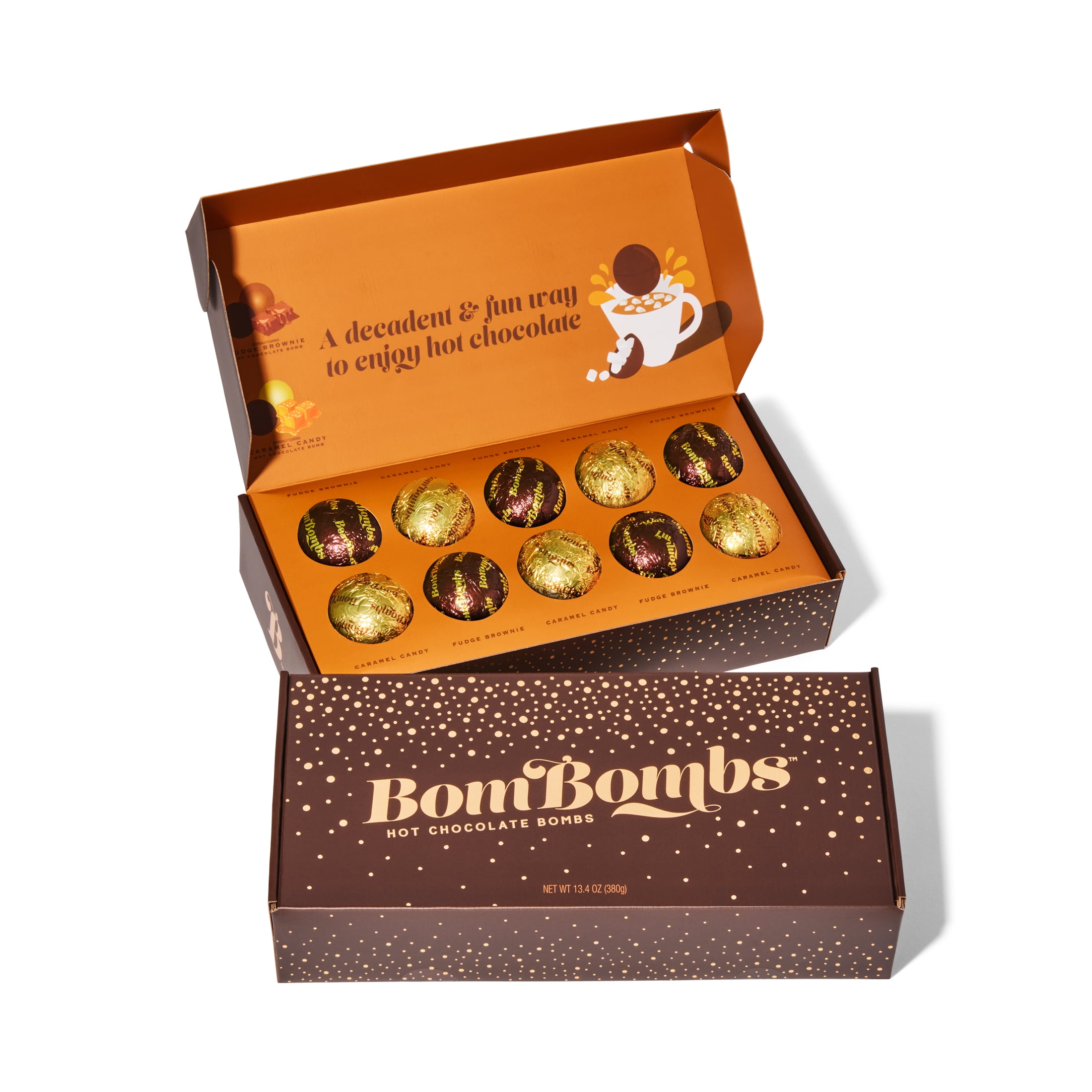 BomBombs Hot Cocoa Bomb Fudge Brownie and Caramel Candy Hot Chocolate ...