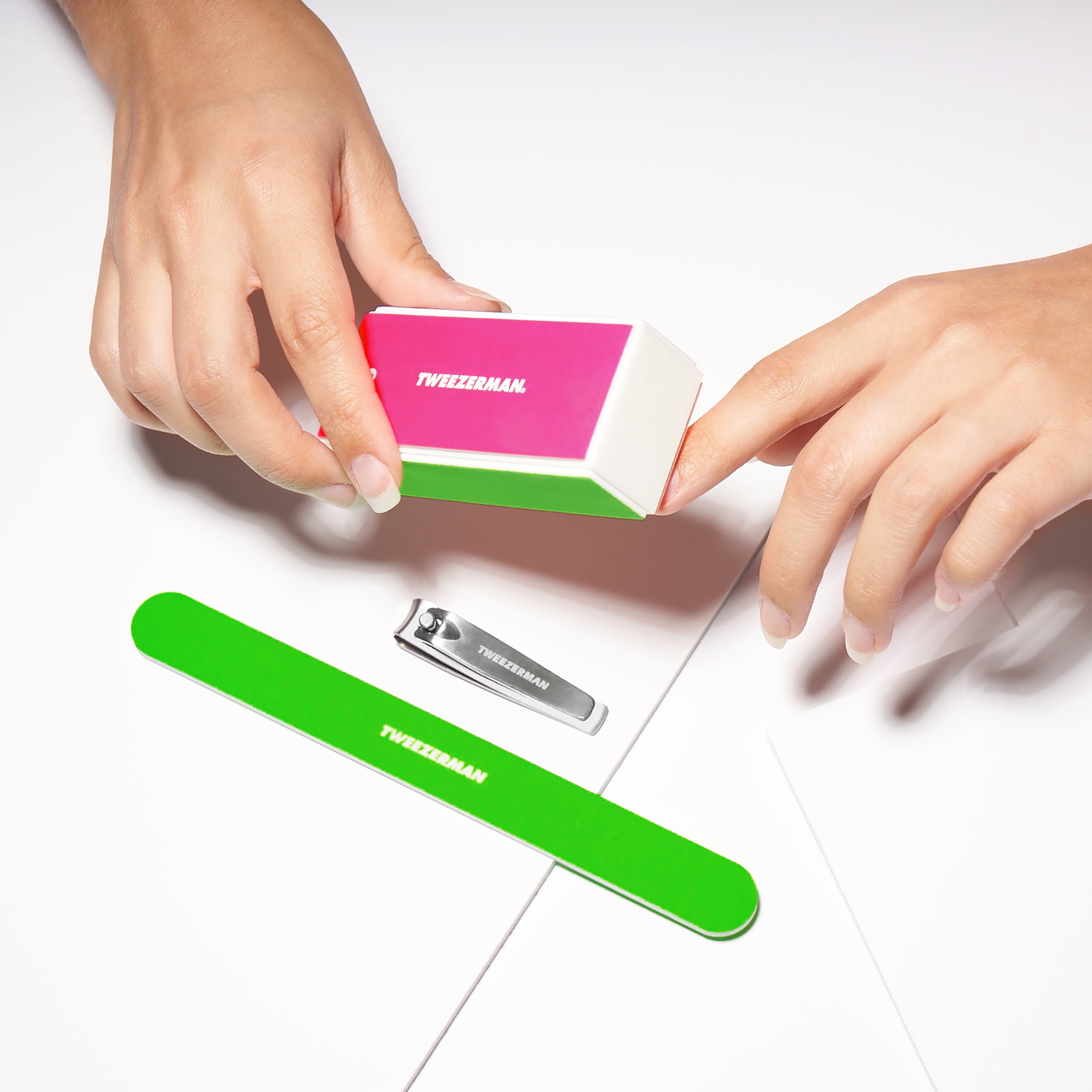 Tweezerman Neon Manicure Kit Includes Nail Clipper, Nail Buff and Nail File