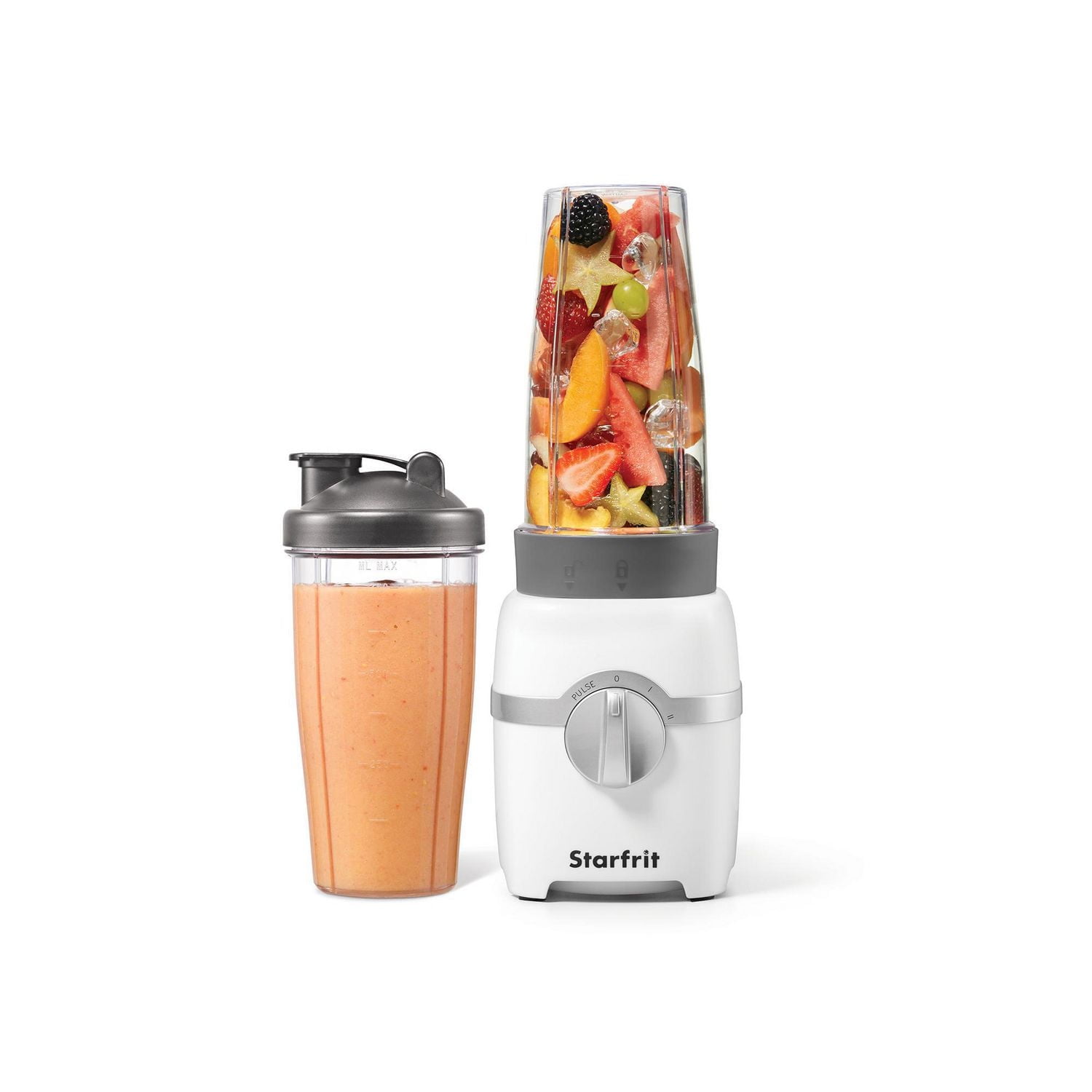 Starfrit Personal Blender 7pc Set  Two 828ml Cups  Two Blades  High Low & Pulse Modes  300 Watts  Perfect For Smoothies And Crush Ice