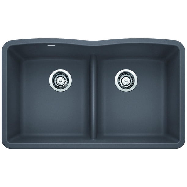 BLANCO DIAMOND Equal Double Low Divide Undermount - Cinder - Walmart.com