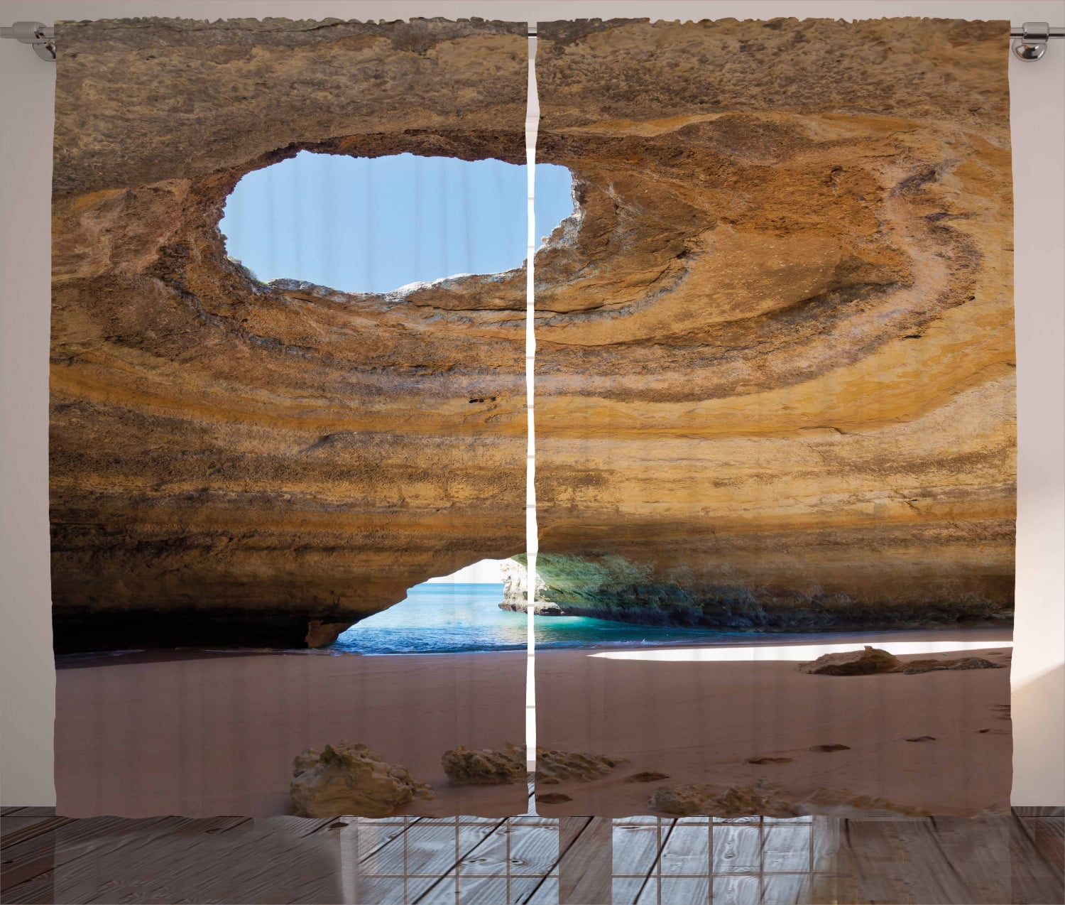 Cave Curtains 2 Panels Set, Sea Cave of Benagil in Algarve Portugal ...